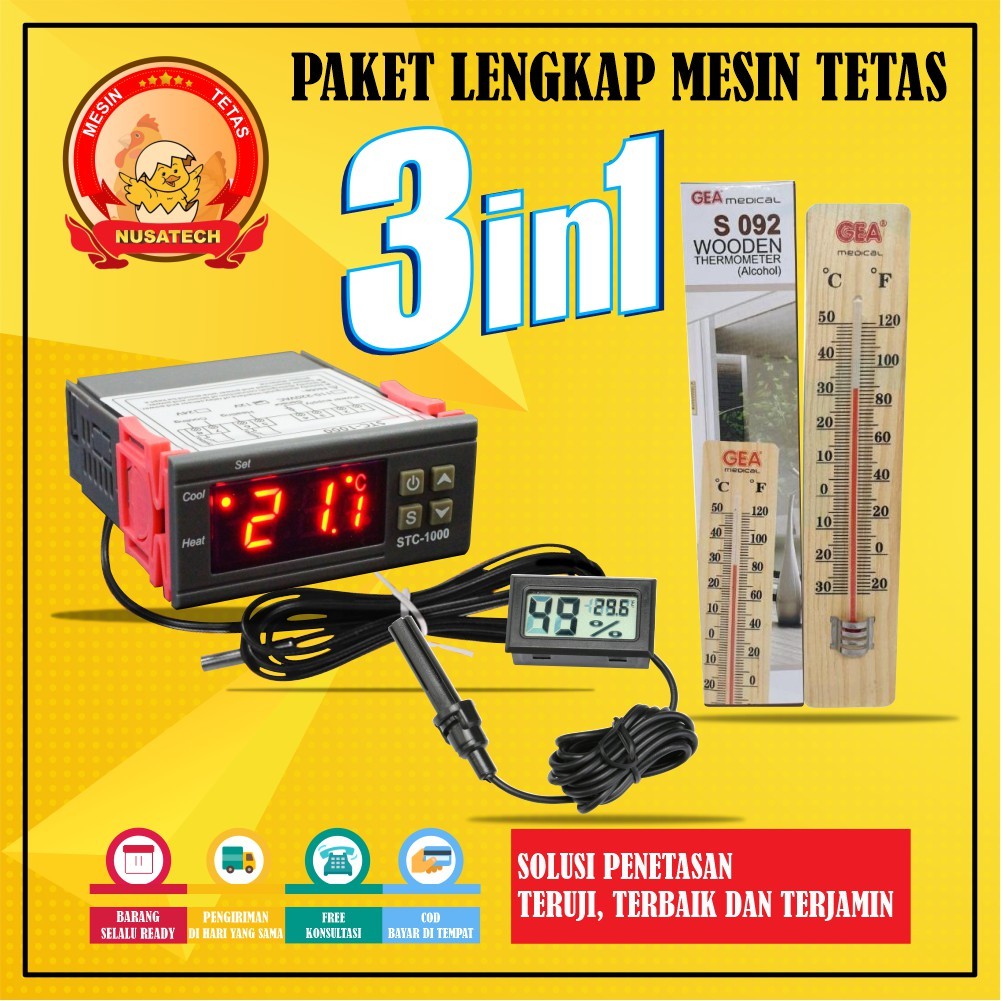 Jual Paket Lengkap Mesin Tetas Termostat STC1000 Termo-Hygrometer Kabel ...