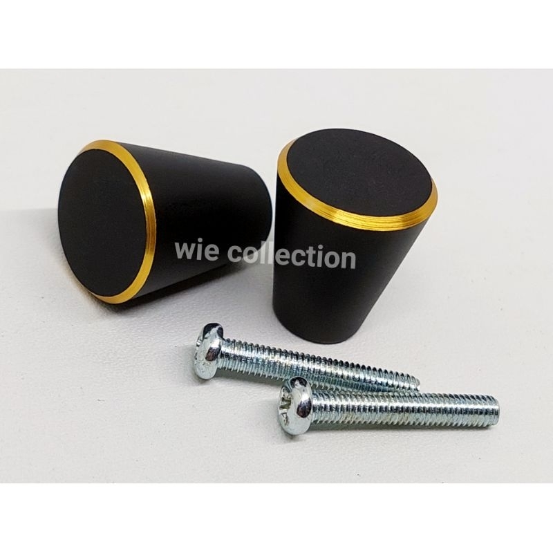 Jual HANDLE KNOB BULAT BESI HITAM GOLD / TARIKAN LEMARI BULAT BESI ...