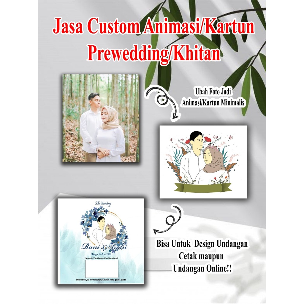 Jual JASA GAMBAR CUSTOM FOTO PREWEDDING KARTUN MINIMALIS BODY UP 5 ...
