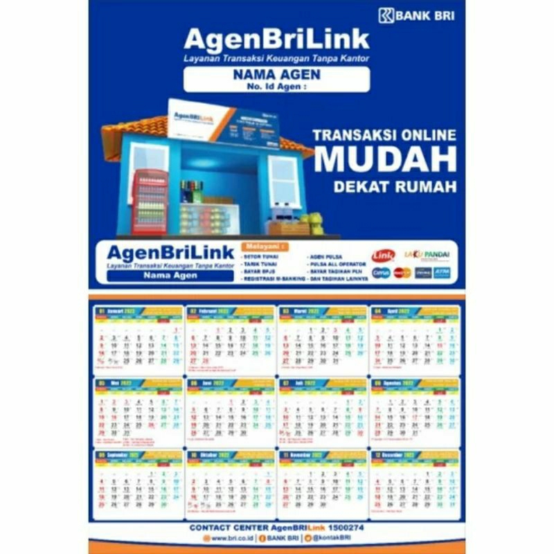Jual Kalender 2024 Agen BRILink | Kalender Dinding 2024 | Kalender ...