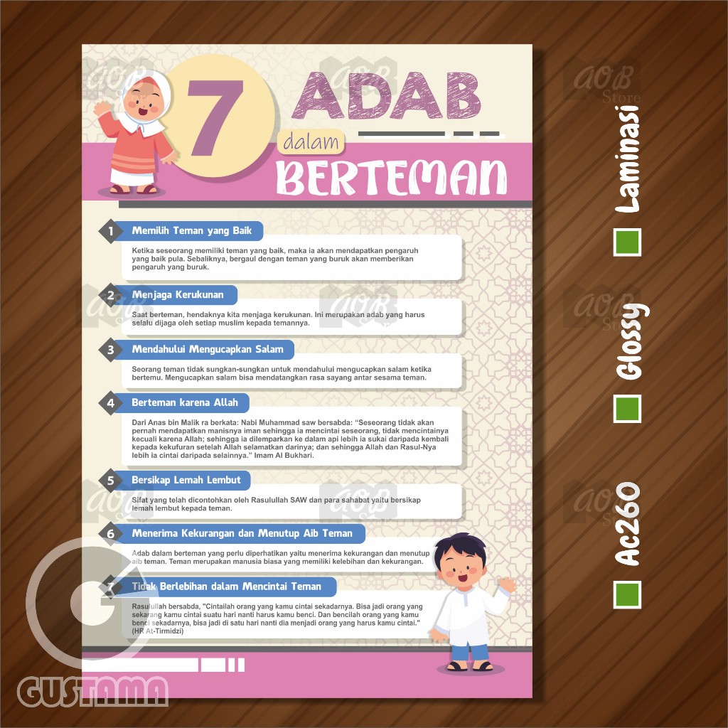 Jual Poster Adab Berteman Islami, Poster Edukasi Anak Laminasi A3 ...