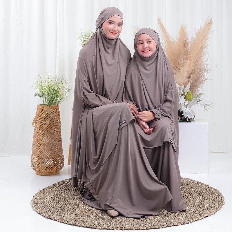 Jual Gamis Couple Ibu dan Anak / French Khimar Fatimah Full Set Dengan ...