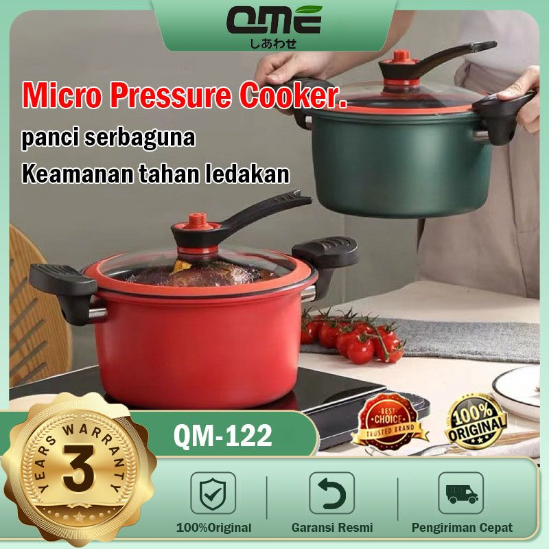 Jual QME-Panci Presto Teflon Pressure Cooker Pot 3.5 Liter Melunakan Daging Lembut Anti Lengket ...