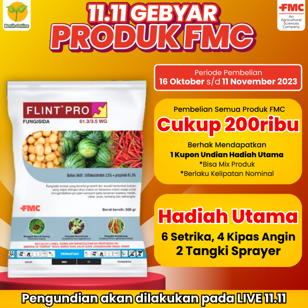 Jual FUNGISIDA FLINT PRO 64.8 WG 500 GRAM trifloksistrobin dan propineb FMC spesialis busuk daun ...