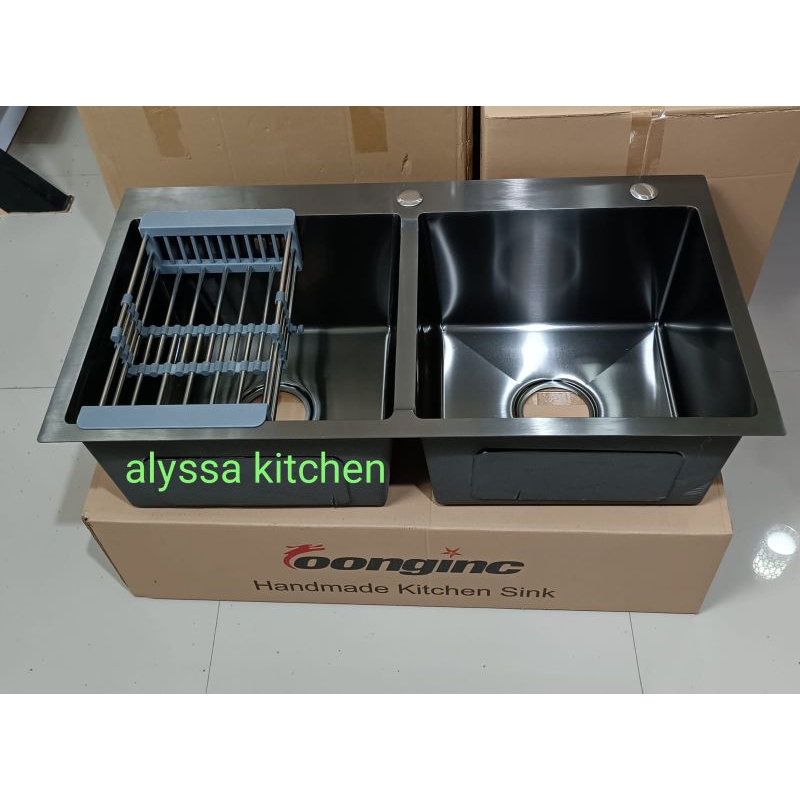 Jual PROMO kitchen sink Stainless 8245 Hitam/ Kitchen sink 8245 Black ...