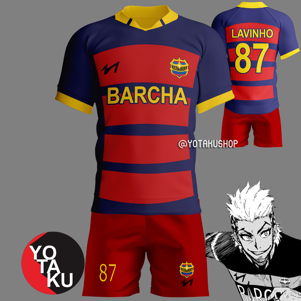 Jual Jersey Anime Cosplay Blue Lock FC BARCHA 87 Lavinho Full Set ...