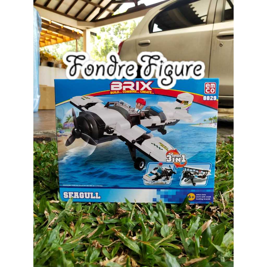 Jual ORIGINAL EMCO BRIX SEAGULL AIRPLANE 8829 3 IN 1 BUAT PLANE HELI ...