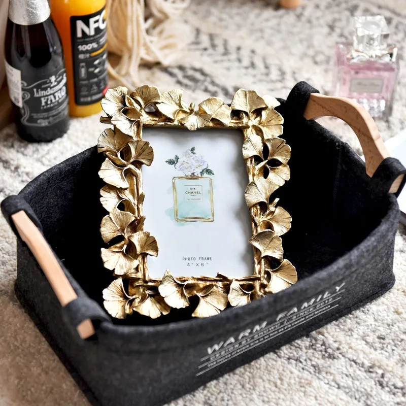 Jual Retro European Gold Gingko Leaf Resin Photo Frame Frame Bingkai ...