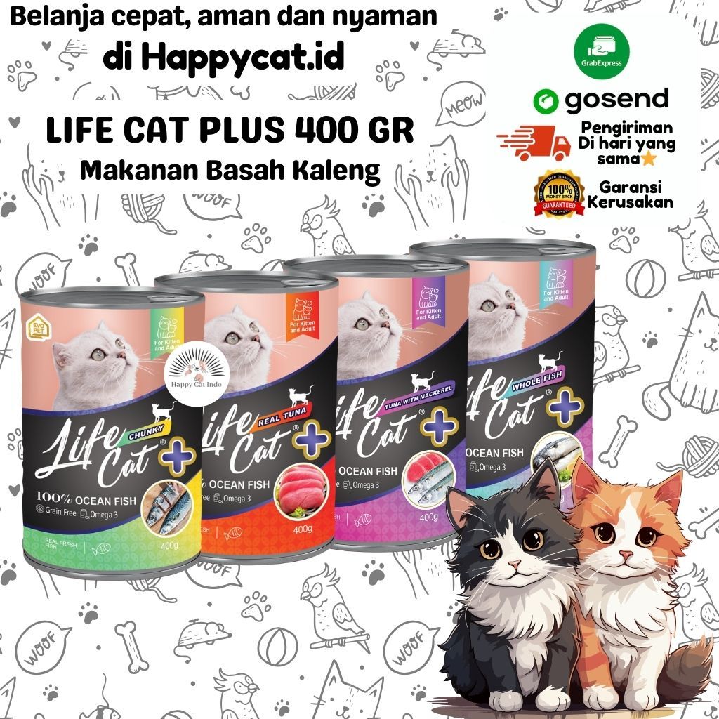 Jual Makanan Basah Wet Cat Food LIFE CAT PLUS Kaleng 400 GR | Shopee ...