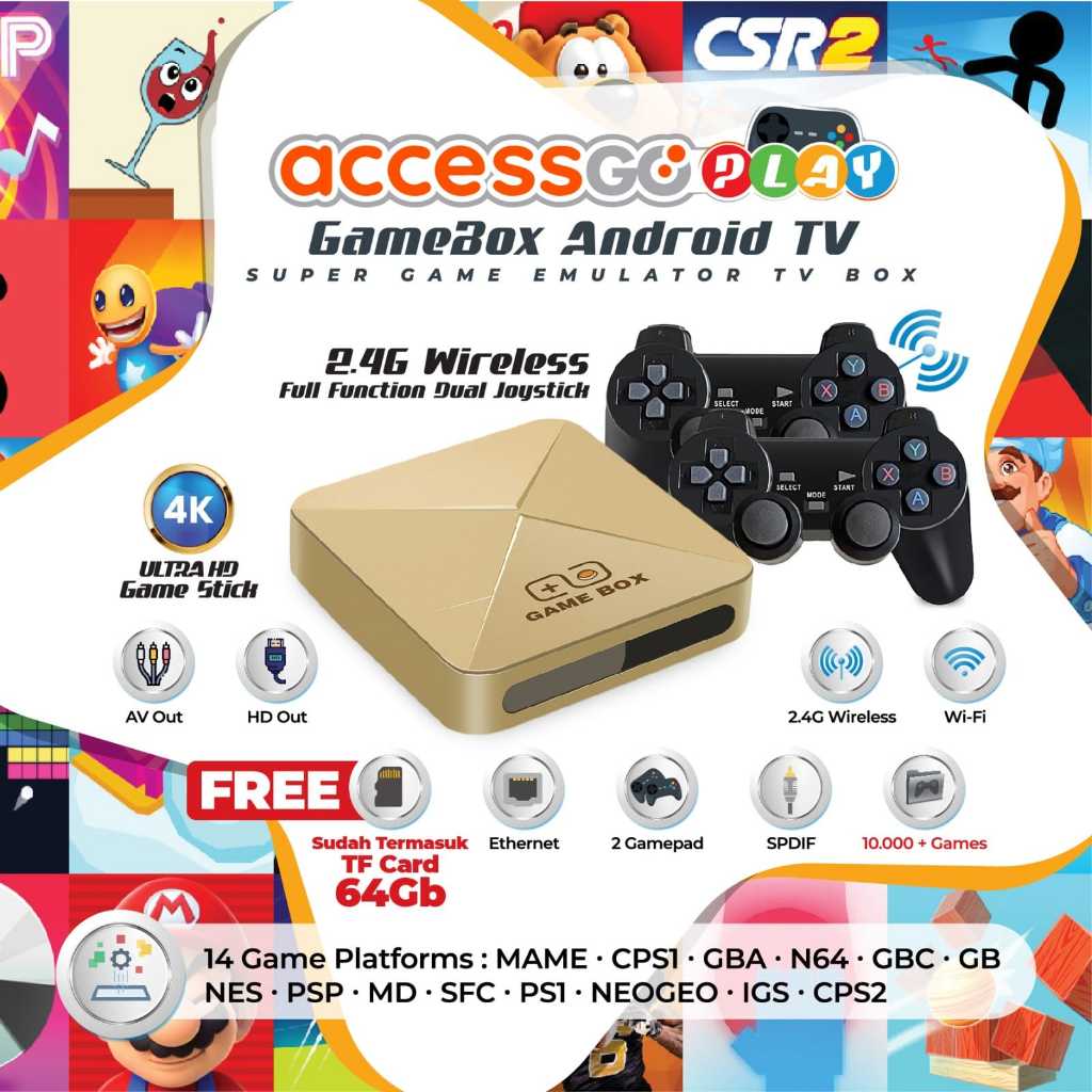 Jual Game box Android HD 4K Super Console Video Gamebox 50+ Emulator ...