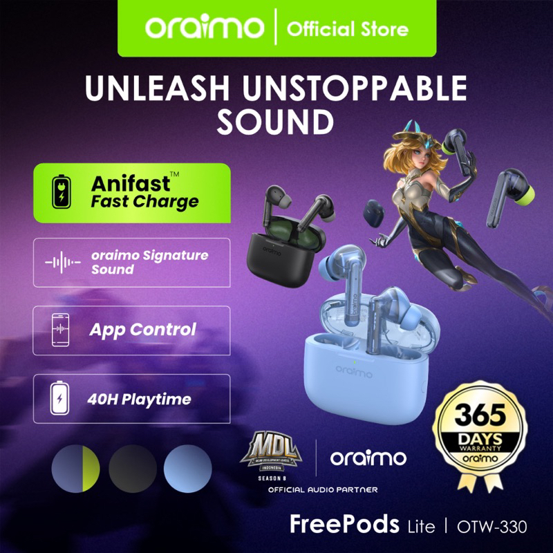 Jual Oraimo OTW-330 TWS True Wireless Stereo Bluetooth Earphone v5.3 Freepods Lite Long Lasting ...