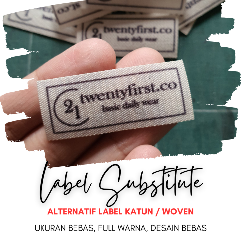 Jual LABEL SUBSTITUTE - label katun full warna, label woven damask ...