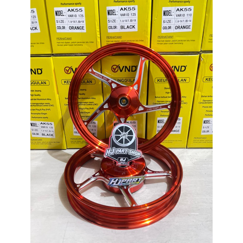 Jual VND Velg AK 55 F 1.60x14 & R : 1.85x14 Vario 125/Vario 150 VELG PELAK VND AK 55 VARIO 125 ...
