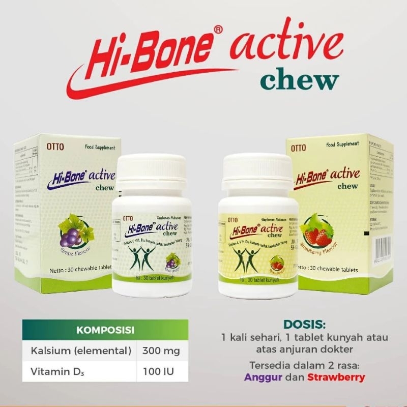 Jual HiBone / Hi Bone / Hi-Bone active Chew rasa Anggur & Strawberry 30 ...