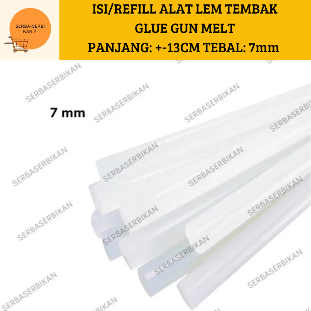 Jual ISI LEM TEMBAK MINI HOT MELT GLUE REFIL GUN 20 watt 7mm | Shopee ...