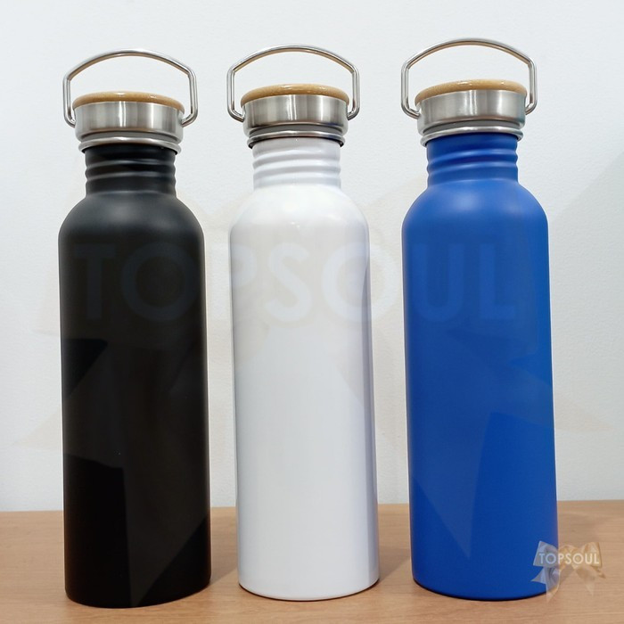 Jual PUTIH Botol Ulir 750ml Tumbler Stainless Tutup Bambu Sport ...