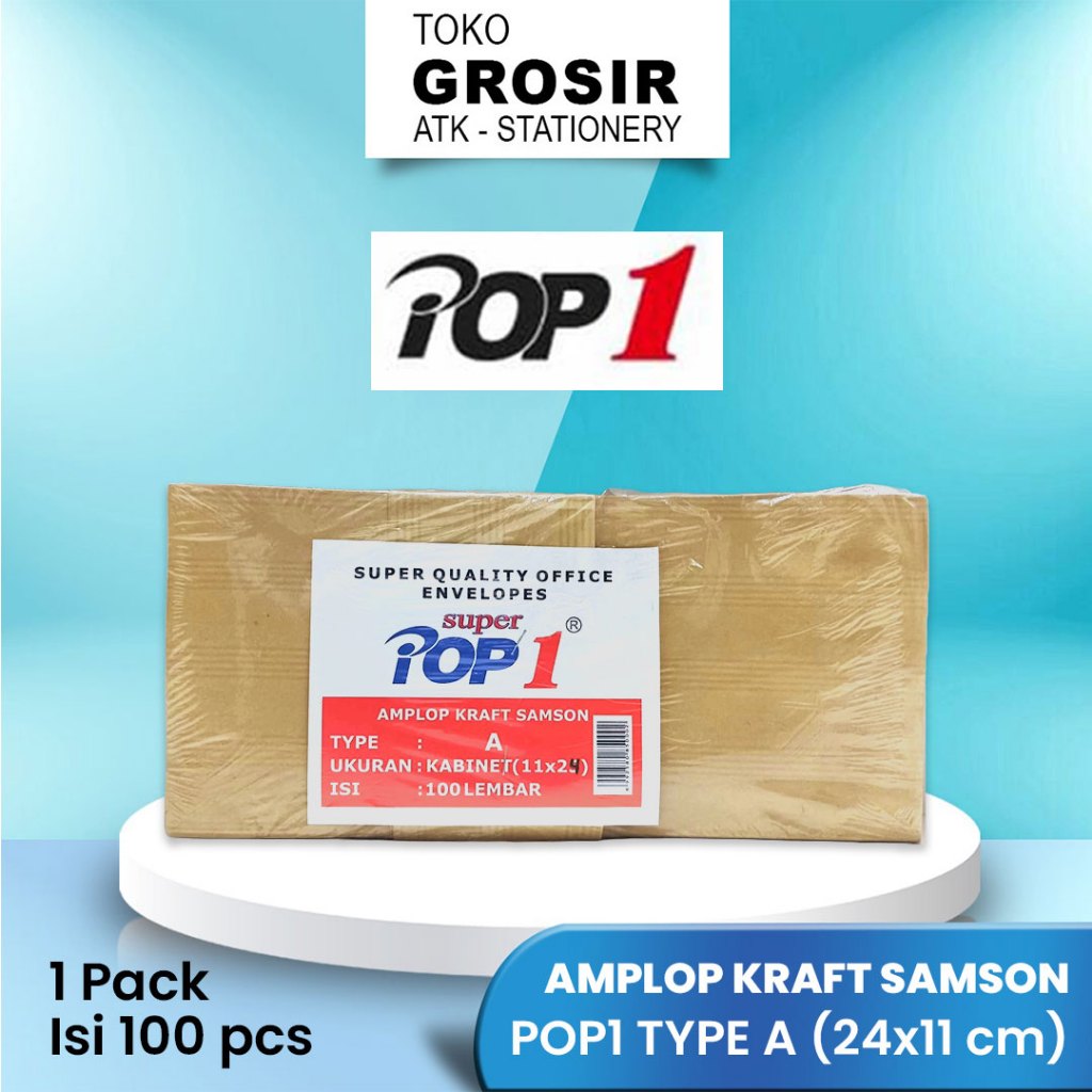 Jual AMPLOP KRAFT SAMSON POP1 TYPE A 24x11 cm / 1 pack isi 100 pcs | Shopee Indonesia