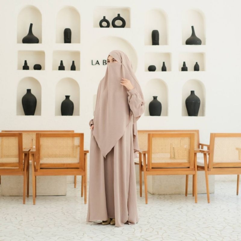 Jual ZARA Set French Khimar (Gamis Set Umroh Gamis Abaya Set) | Shopee Indonesia