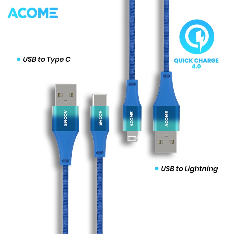 Jual ACOME Kabel Data Gradien Biru Hijau Aluminium / Data Cable Fast ...