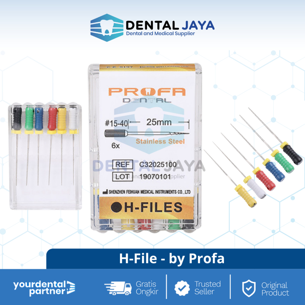Jual Dental Jaya H file Hfile 21mm 25mm 31mm 15-40 45-80 hedstrom ...
