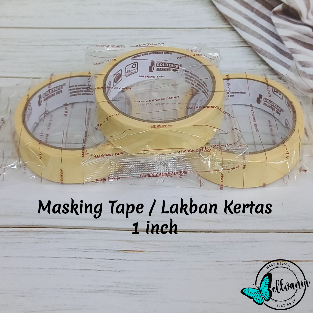 Jual Lakban Masking Tape 1 Inch Gold Tape / Lakban Kertas | Shopee ...