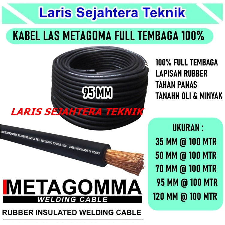 Jual Kabel Las Metagoma Full Tembaga Ukuran 100 MM x 100 Meter | Shopee ...