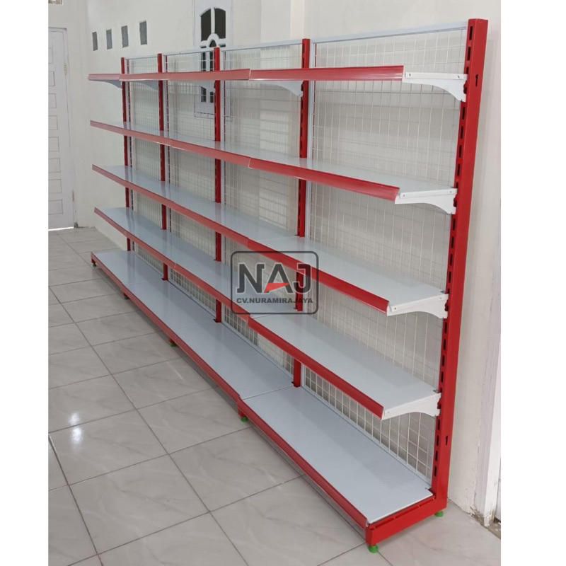 Jual Rak gondola Minimarket single Varian Ukuran bisa reques warna ...