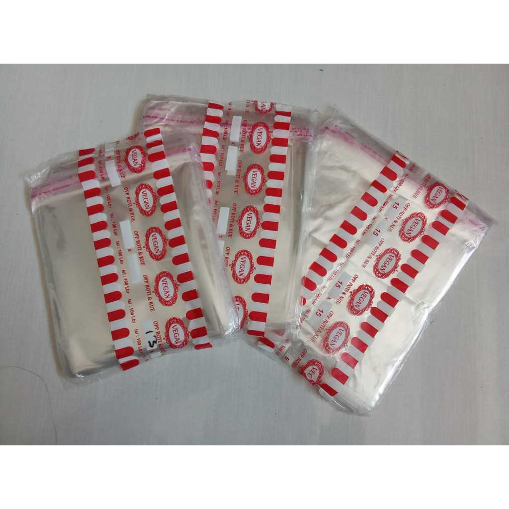 Jual PLASTIK OPP VEGAN SEAL LEM ROTI , SNACK , SOUVENIR (ISI 100 PCS) UKURAN 13X13 | Shopee ...