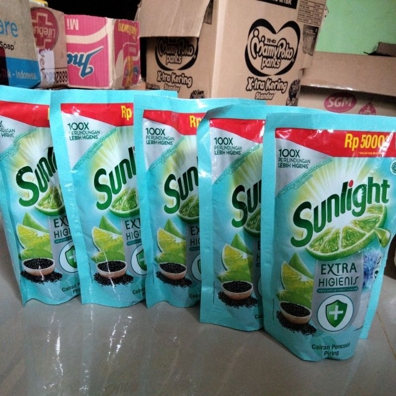 Jual sabun pencuci piring sunlight extra higienis 210 ml 5000 an 5 pcs ...