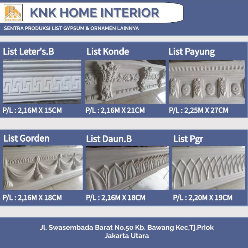 Jual List Gypsum / Lis Gypsum Motif / List Minimalis / List Plafon ...