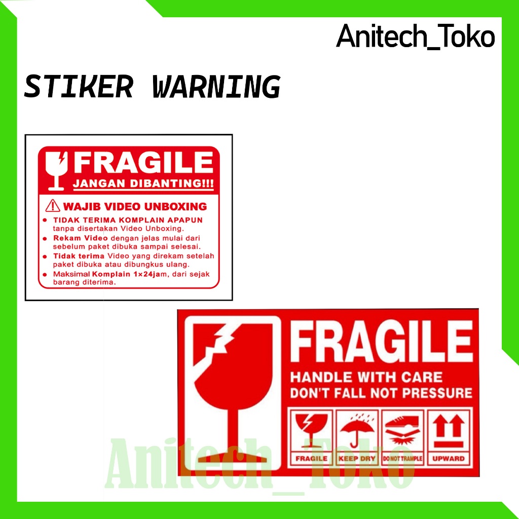 Jual [Anitech_toko] WARNING/stiker fragile/label | Shopee Indonesia
