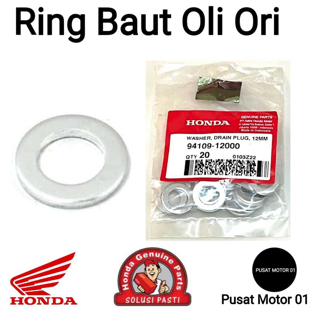 Jual Ring Baut Oli Original Ahm Honda Washer Drain Plug 12MM Asli Baut Pembuangan Oli Cincin ...