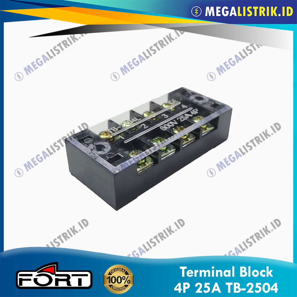 Jual FORT TERMINAL BLOCK 4P 25A TB-2504 / TERMINAL BLOK KACA 4 POLE 25 AMPERE TB2504 | Shopee ...