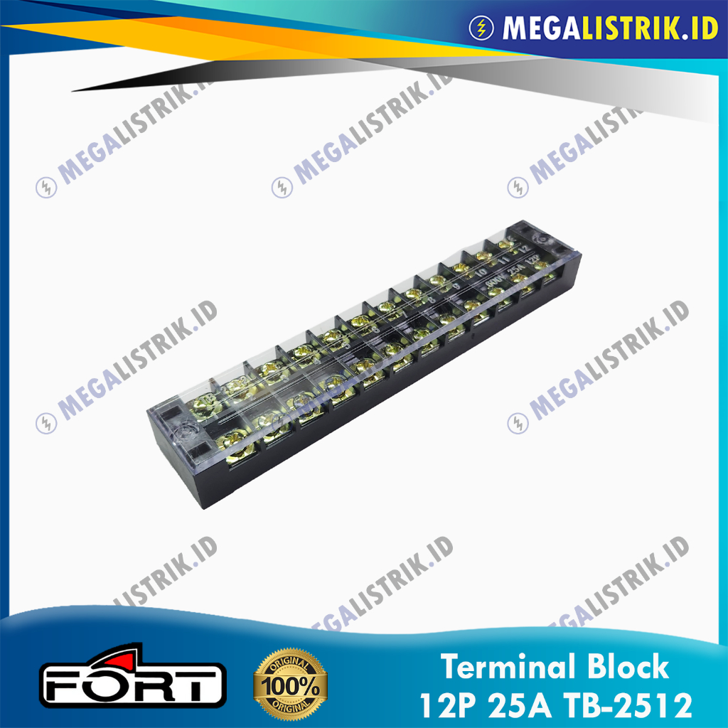 Jual FORT TERMINAL BLOCK 12P 25A TB-2512 / TERMINAL BLOK KACA 12 POLE 25 AMPERE TB2512 | Shopee ...