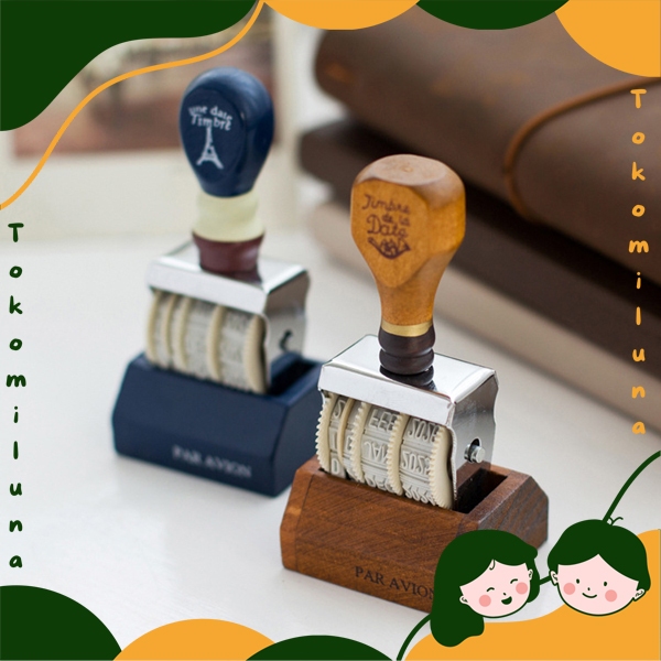 Jual Retro date stamp vintage wooden aesthetic stempel tanggal bulan ...