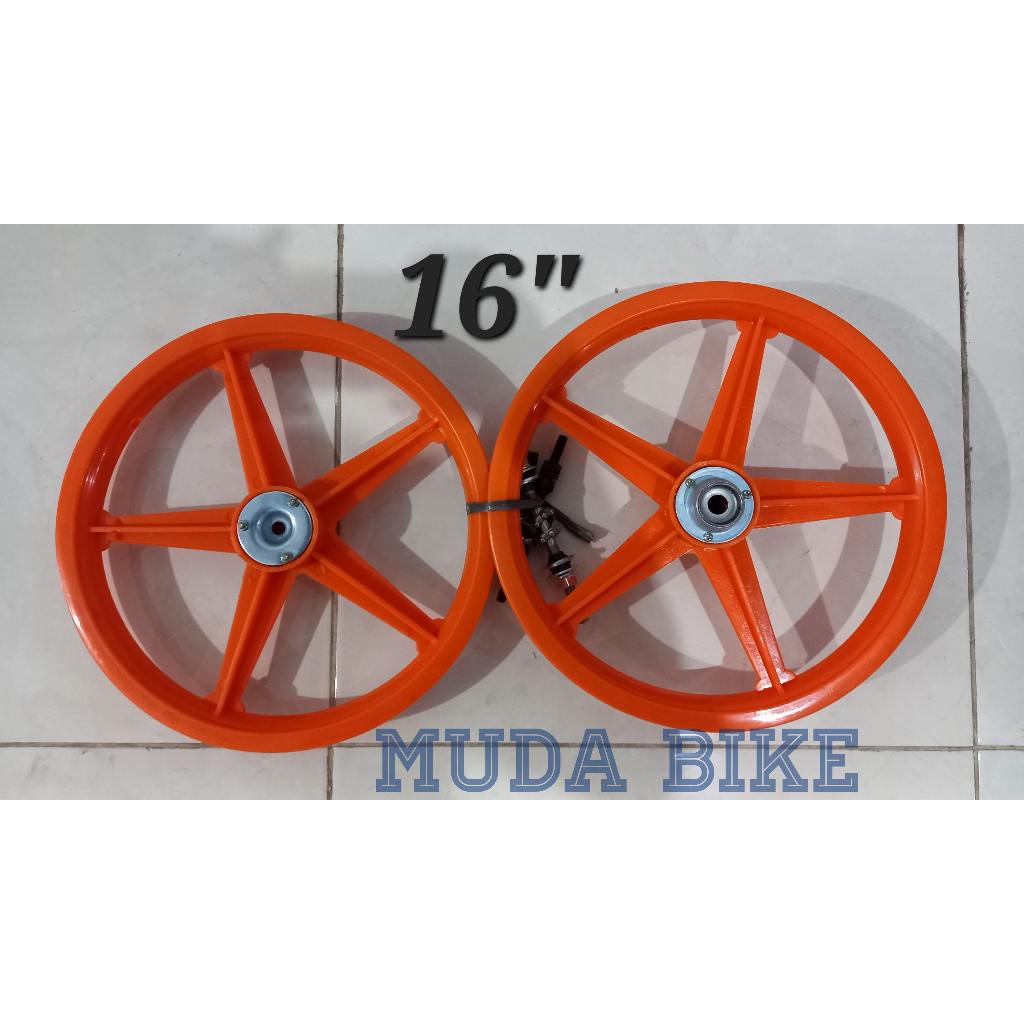 Jual Velg Bintang Palang Lurus Sepeda Ukuran 16 Komplit Depan Belakang ...