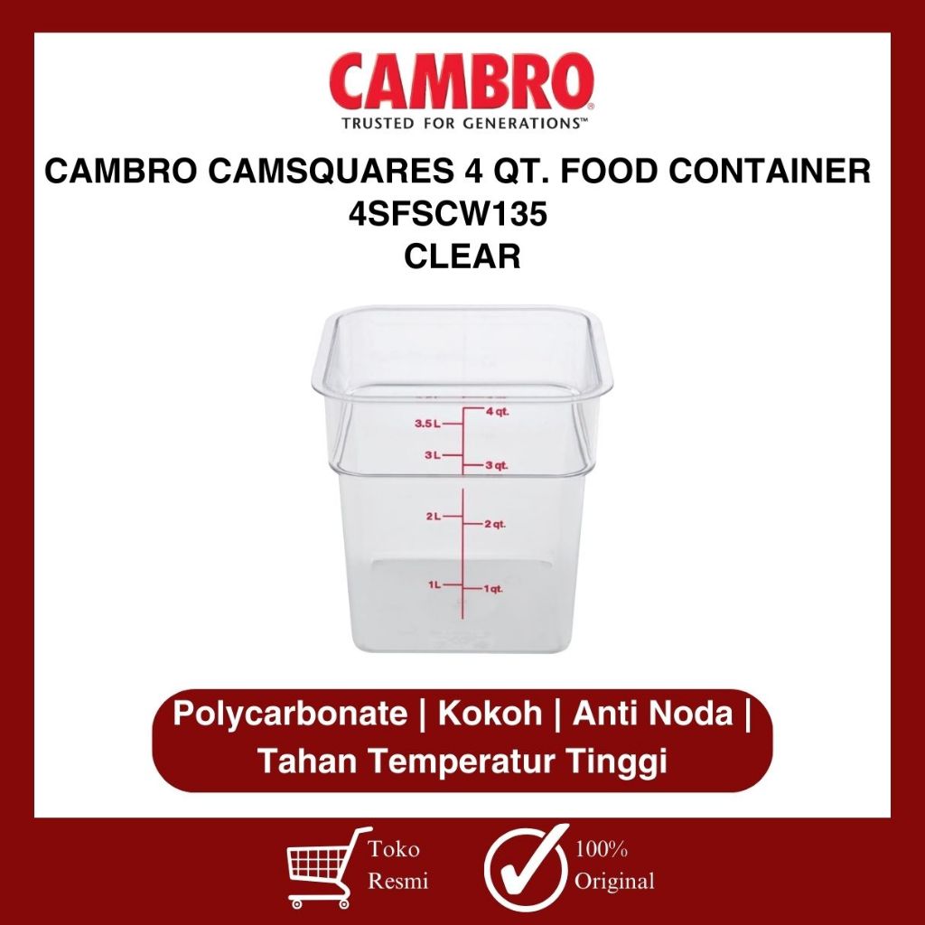 Jual Cambro 4SFSCW135 Camsquares Food Container - 4 Qt. | Shopee Indonesia