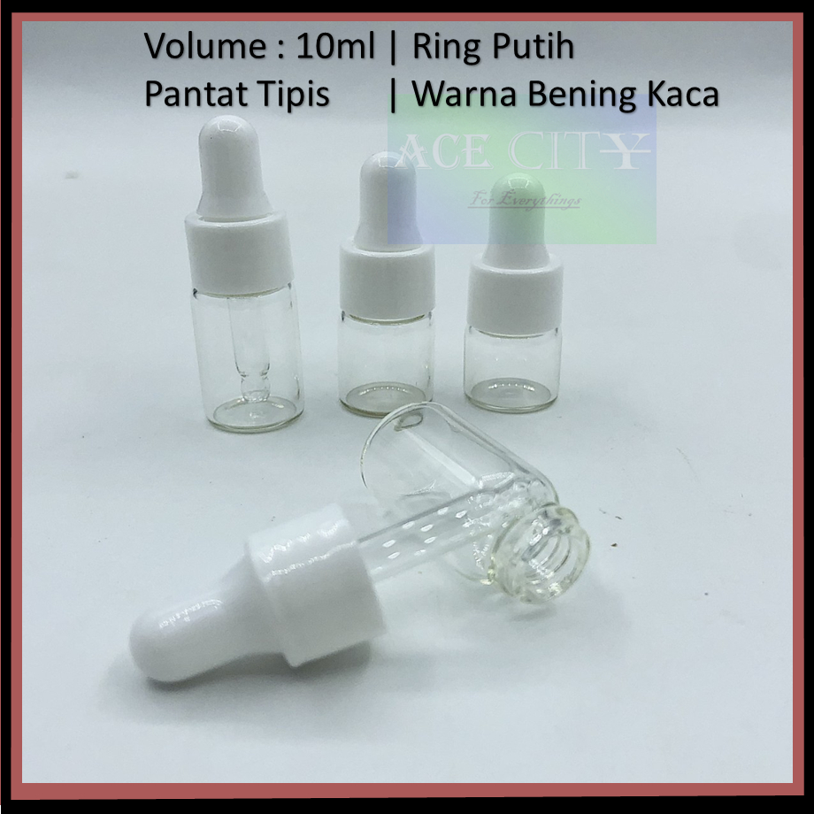 Jual Botol Pipet Kaca 10ml Bening Ring Putih Pantat Tipis | Shopee ...
