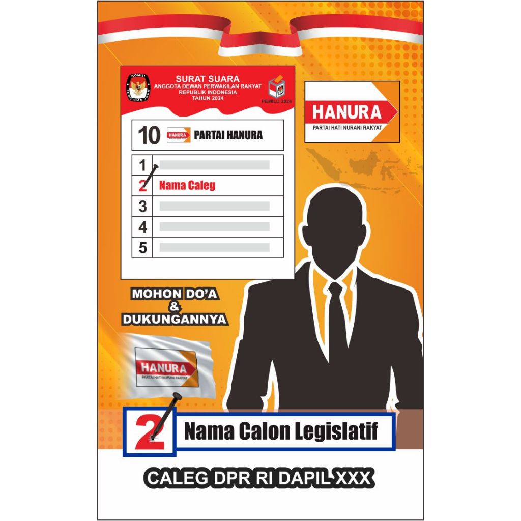 Jual STICKER CALEG PEMILU 2024 UKURAN 10 X 15 CM FREE DESAIN TEMPLATE ...