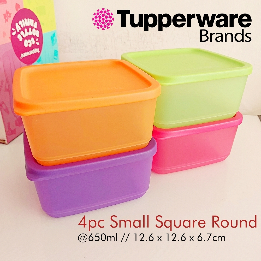Jual TUPPERWARE SMALL SQUARE ROUND 4PC 650ML Wadah Plastik | Shopee ...