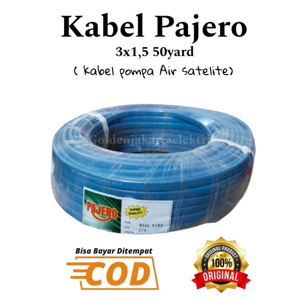 Jual Kabel Pompa Satelit Gepeng Biru 3x1.5 50 Yard merk Pajero/Kabel ...