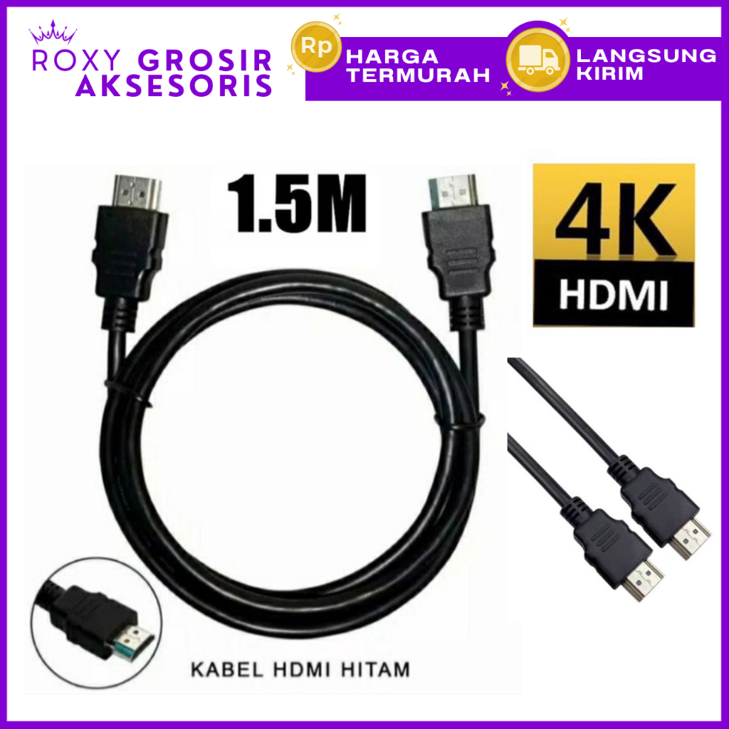 Jual Kabel HDMI 1.5m kabel laptop ke tv 4K Warna hitam kabel hdmi to hdmi | Shopee Indonesia