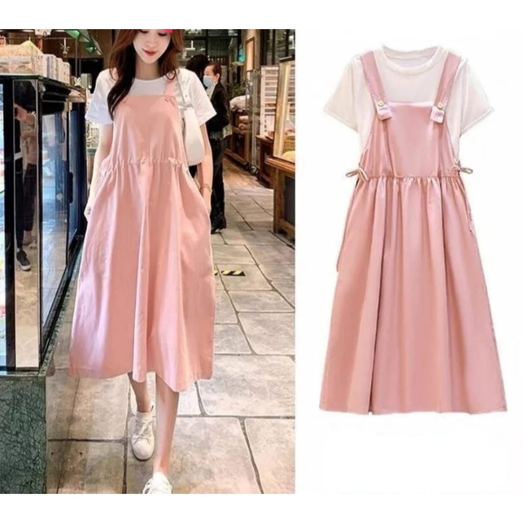 Jual Overall BM pink salem XL LD120CM / Overal ibu hamil murah ...