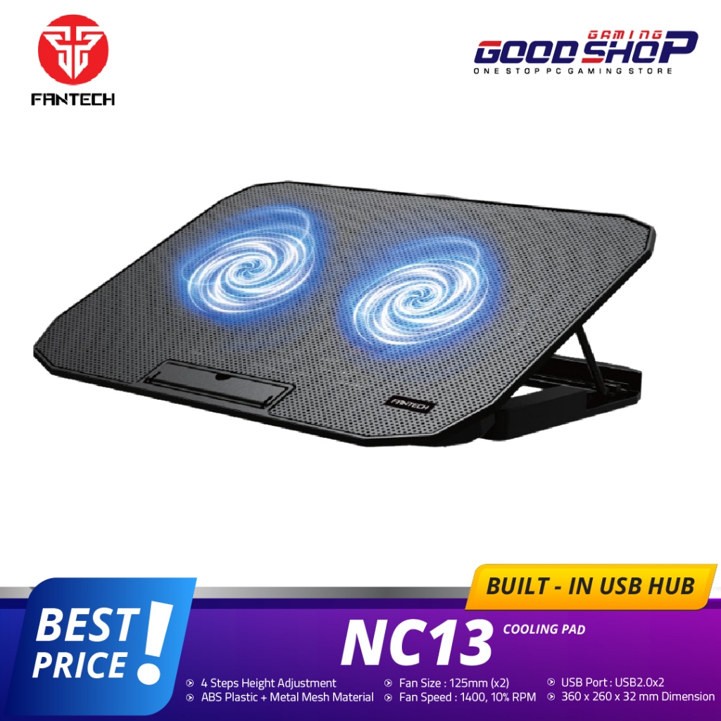 Jual Fantech NC13 Cooling Pad (NOTEBOOK COOLER 2 FAN BLUE LED) | Shopee Indonesia