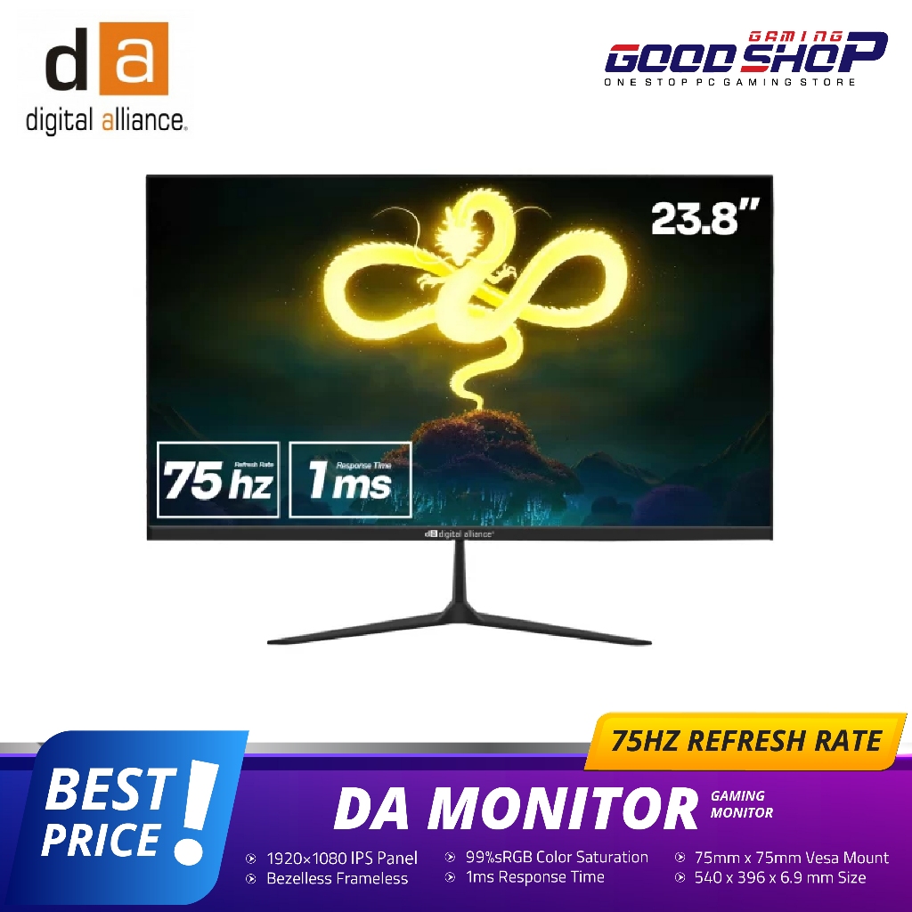 Jual Monitor LED DA Bezelless Frameless 22" 24" inch IPS 75HZ HDMI VGA ...