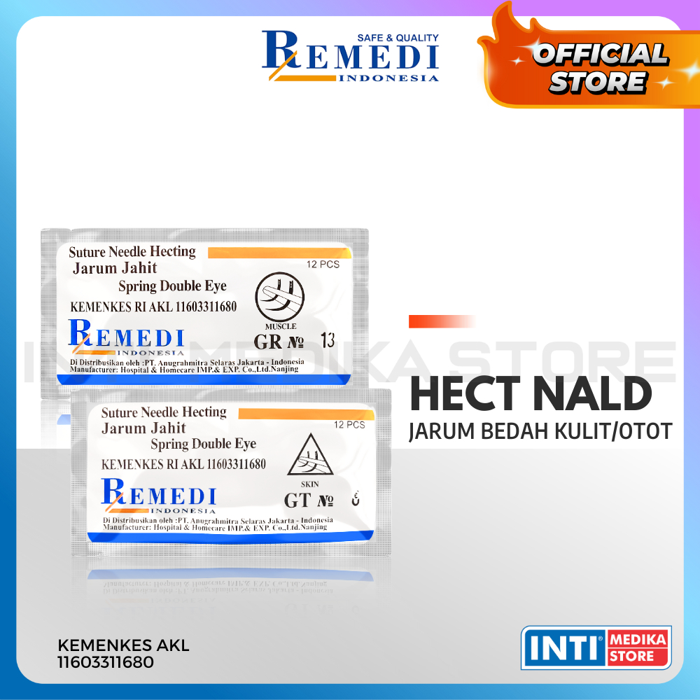 Jual REMEDI - Suture Needle Hecting | Hect Nald | Jarum Bedah Kulit ...