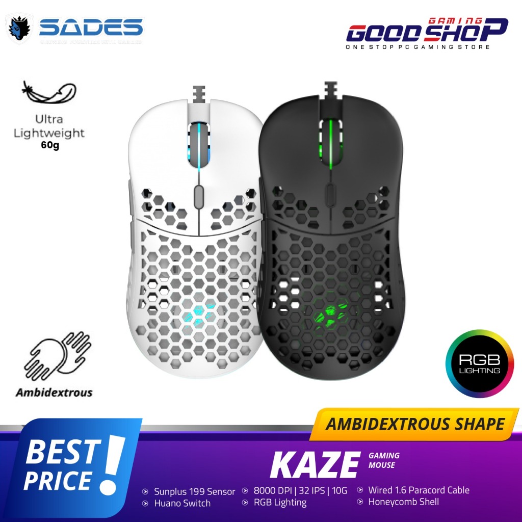 Jual Sades KAZE Lightweight Gaming Mouse | Shopee Indonesia