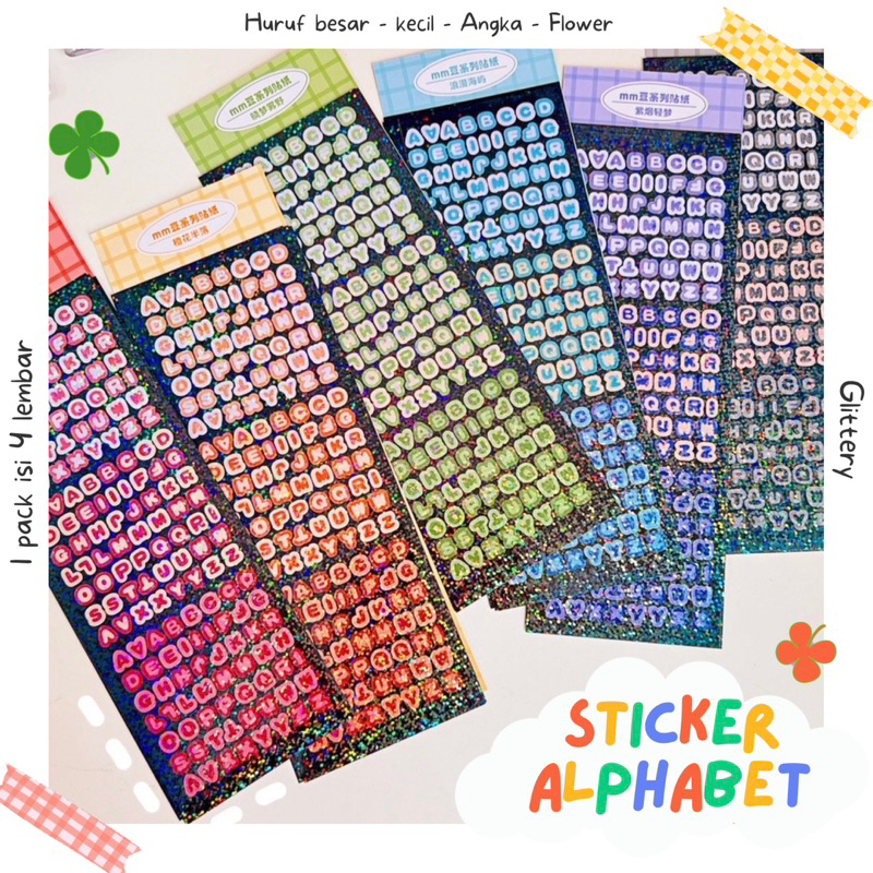 Jual Sticker/ Stiker Alphabet Huruf Angka isi 4 lembar | Stiker lucu ...
