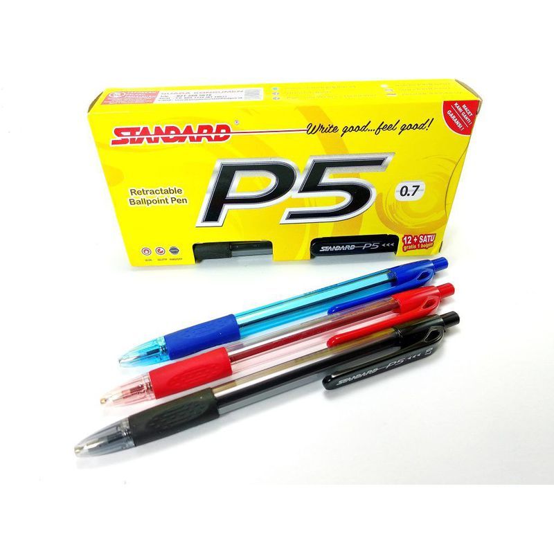 Jual 3 pcs / Pulpen Standard P5 0.7mm - Bolpen Pena Pen Semi Gel Cetek ...
