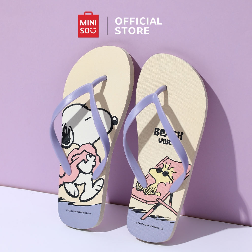 Jual MINISO Snoopy Sandal Jepit Wanita Uniseks Pria dan Wanita Sandal ...